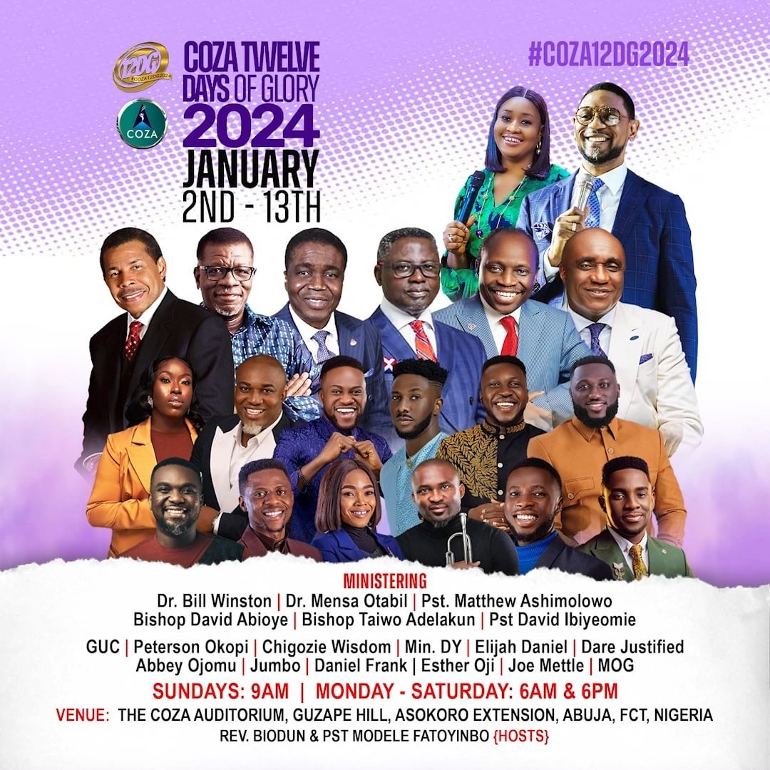COZA 12 DAYS OF GLORY 2024 - ALL DETAILS ( 12DG2024)